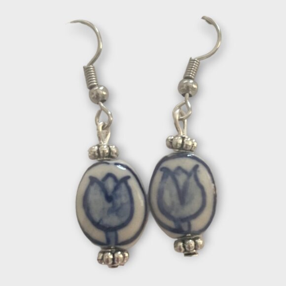 UniqueWorldDesign | Jewelry | Delft Blue Ceramic Earrings Tulip | Poshmark
